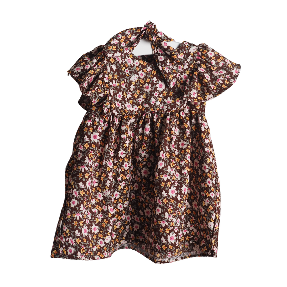 Arina Dress - Brown Floral – The Rojak Baby